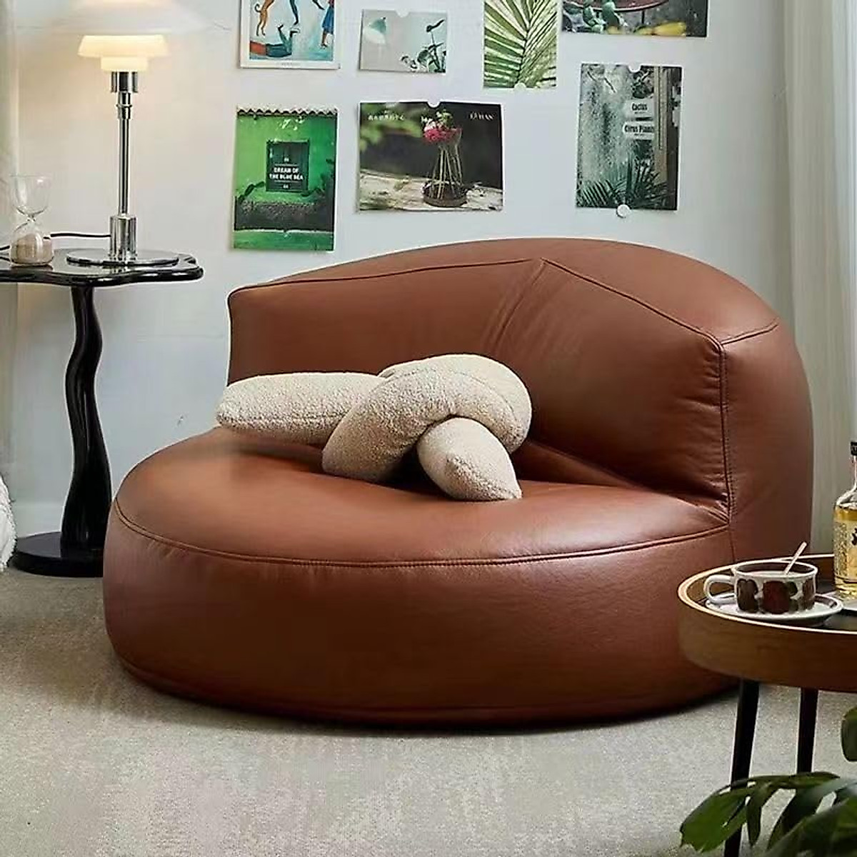 Curved Leather Sofa - Luxurious and Stylish | Suitable for Any Living Space (A,Sofa)