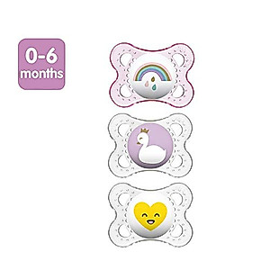 MAM Clear 0-6 Month Pacifiers Value Pack (3 Pack), 0-6 Months Baby Girl Pacifiers, Best Pacifier for Breastfed Babies