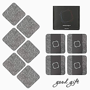 KADI Felt Absorbent Coasters for Drinks Suit any Table Type, Wood, Granite, Glass, Marble, Stone Table Top, Apartment Office Kitchen Living Room Coffee Bar Housewarming Decor(set of 8,Grey)