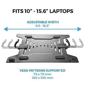 HumanCentric Laptop Mount Tray for Monitor Arms and Stands (Tray Only) | Notebook Arm Mount Tray Fits 75 x 75 and 100 x 100 mm VESA Mount Holes | Fully Secures Laptop