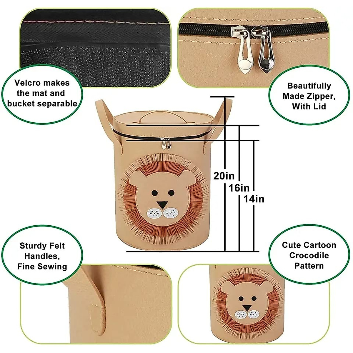 Toy Storage Organizer Bins kids Play Mat Organizer Storage Bags Box,Toy Storage for Boys & Girls,Large Toy Chest Car Playroom Organization and Storage Basket Collapsible Basket With Lid (Lion)