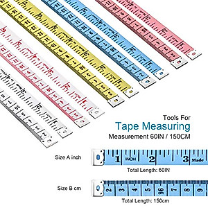 5 Pack Soft Measuring Tape, Tape Measure for Body Double Scale Measurement Tape for Sewing Flexible Ruler Body Tailor 60IN/150CM with 40PCS Sewing Pins