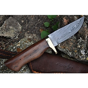 Perkin Knives- Custom Handmade Damascus Hunting Knife - Beautiful Camping Knife