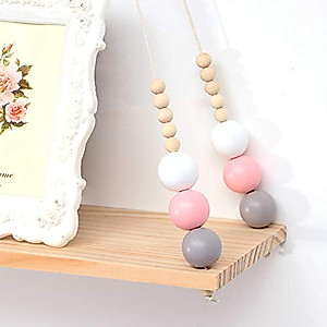 Garneck Wall Mounted Shelving Wood Hanging Shelves Swing Rope Floating Shelves Wall Shelves Storage Rack Decorative for Bedroom Living Room Kitchen Bathroom Bookcase Shelf