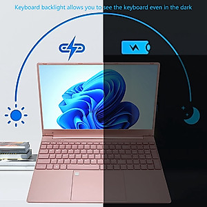 GOWENIC 15.6 Inch Laptop, HD IPS Laptop with Intel Celeron N5095 Quad Core Processor, Backlit Keyboard, Touchpad, 16GB RAM and 256G SSD, Mini HDMI, Bluetooth for Windows 10 (16+256G US Plug)