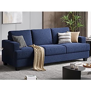 Fadware 89 Inch Couch, 3 Seater Couches with Deep Seats, Modern Loveseat 3-Seat Sofa Couches for Living Room Apartment Lounge, Detachable Sofa Cover, Easy to Install, Blue