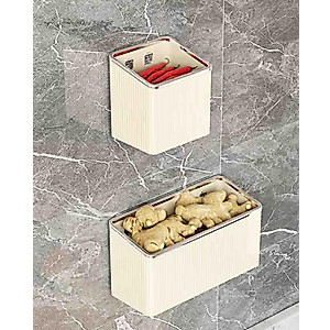 Qushy Floating Shelves Wall Bin Organizer Adhesive Wall Mounted Plastic Storage Organizer No Drilling Hanging Storage Containers Makeup Organizer Shelf for Office, Kitchen, Home