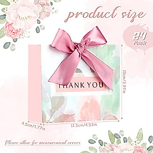 Pink Thank You Bags with Pink Bow Ribbon, Small Candy Goodie Gift Bags Treat Boxes for Wedding Bridal Baby Shower Business Party Supplies, 4.53 x 1.77 x 3.94 Inches (24 Pcs)