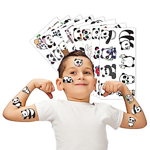 Panda Temporary Tattoos Birthday Party Supplies Decorations 96PCS Cute Tattoos Stickers Party Favors Kids Gifts Girls Boys Classroom School Prizes Themed