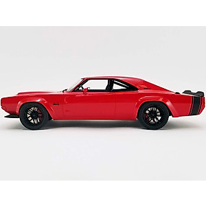 1968 Dodge Super Charger Concept Red with Black Tail Stripe USA Exclusive Series 1/18 Model Car by GT Spirit for Acme US036