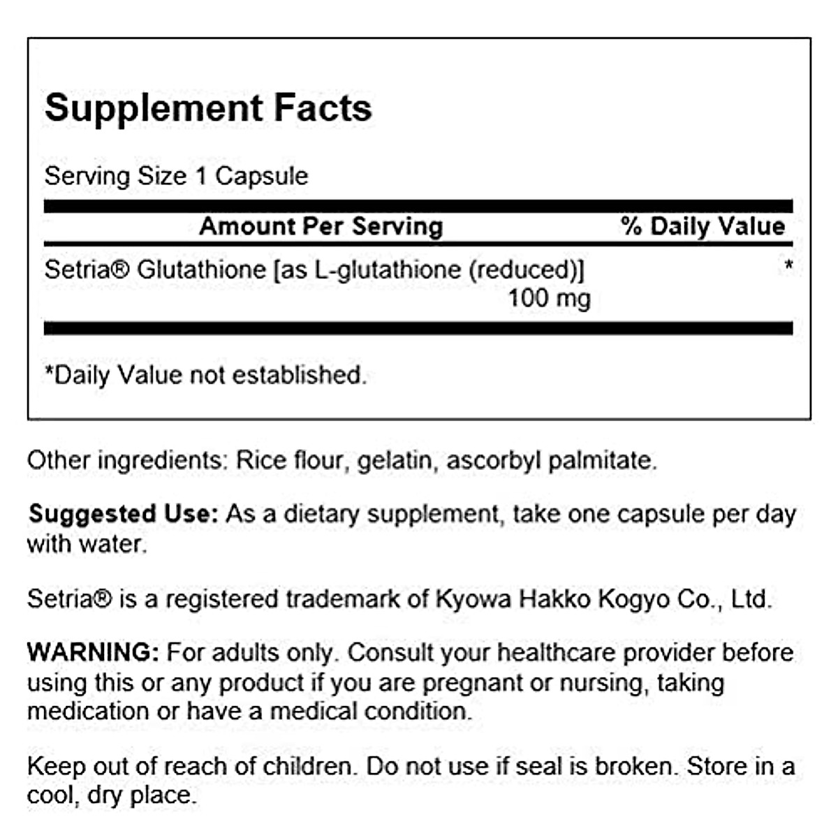 Swanson Amino Acid L-Glutathione 100 Milligrams 100 Capsules 4 Pack