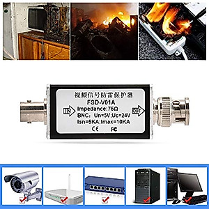 BNC Surge Protector, Video Signal Lightning Protector for CCTV Video Analog Camera Thunder Lightning Arrester Protection Device 24V
