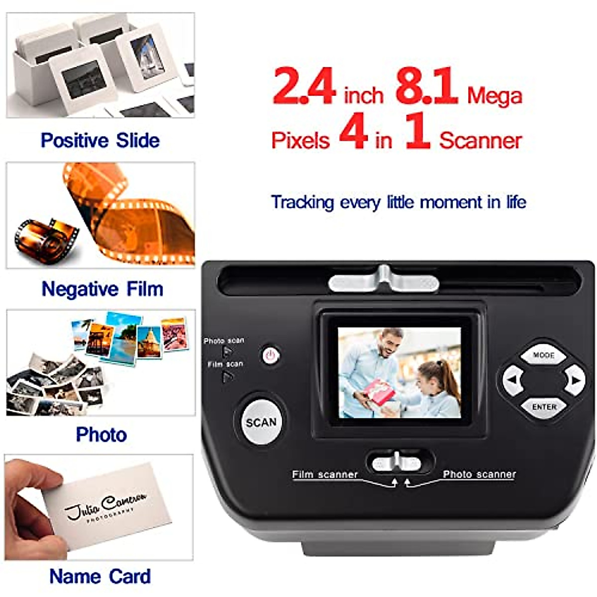 Digital Film & Photo Scanner | 16MP High-Res Slide Negative Photo