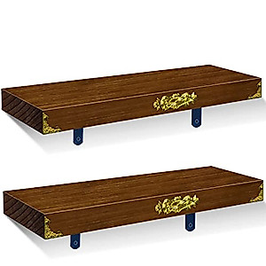 FesGif 36 Inch Floating Shelves for Wall Set of 2 Rustic Wood Wall Decor Storage Shelves Farmhouse Floating Wood Shelf Organizer Hanging Shelving for Kitchen Bedroom Bathroom Light Brown, 36’’ X 5.5’’