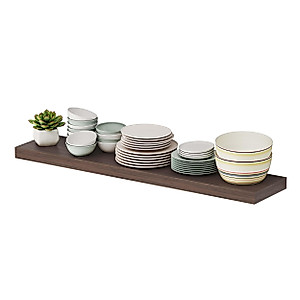 Wallniture Ronda 48 inch Walnut Floating Shelf, Floating Bookshelves for Wall, Decorative Wall Shelves for Living Room, Kitchen, Bedroom