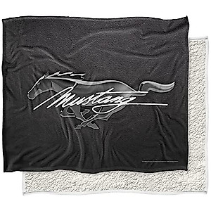 Ford Mustang Blanket, 50"x60", Mustang Logo Silky Touch Sherpa Back Super Soft Throw Blanket