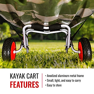 AA Products Kayak Canoe Carrier Cart Dolly Trailer Tote Solid Wheel Tires Hold up to 150 lb, Comes with Secure Buckle Straps