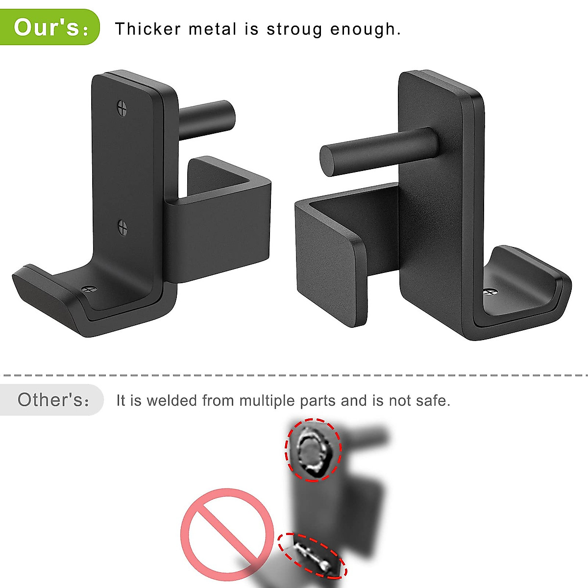 SELEWARE Solid Steel J Hooks for 2" x 2" Tube Power Cage with 5/8" Hole Squat Rack Attachment, J-Hook Barbell Holder for Power Rack, Set of 2