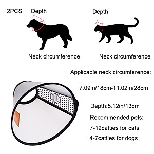 2 Pcs Cat Cone Dog Con,Adjustable Recovery Pet Cone,Fits Neck 7-11 inch Adjustable,Plastic Elizabethan Collar for Cats Kitten Small Dog After