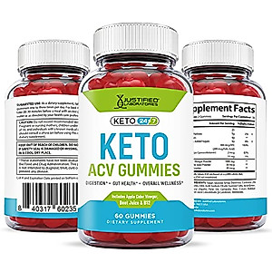 Justified Laboratories (3 Pack) Keto 24/7 ACV Gummies 1000MG with Pomegranate Juice Beet Root B12 180 Gummys