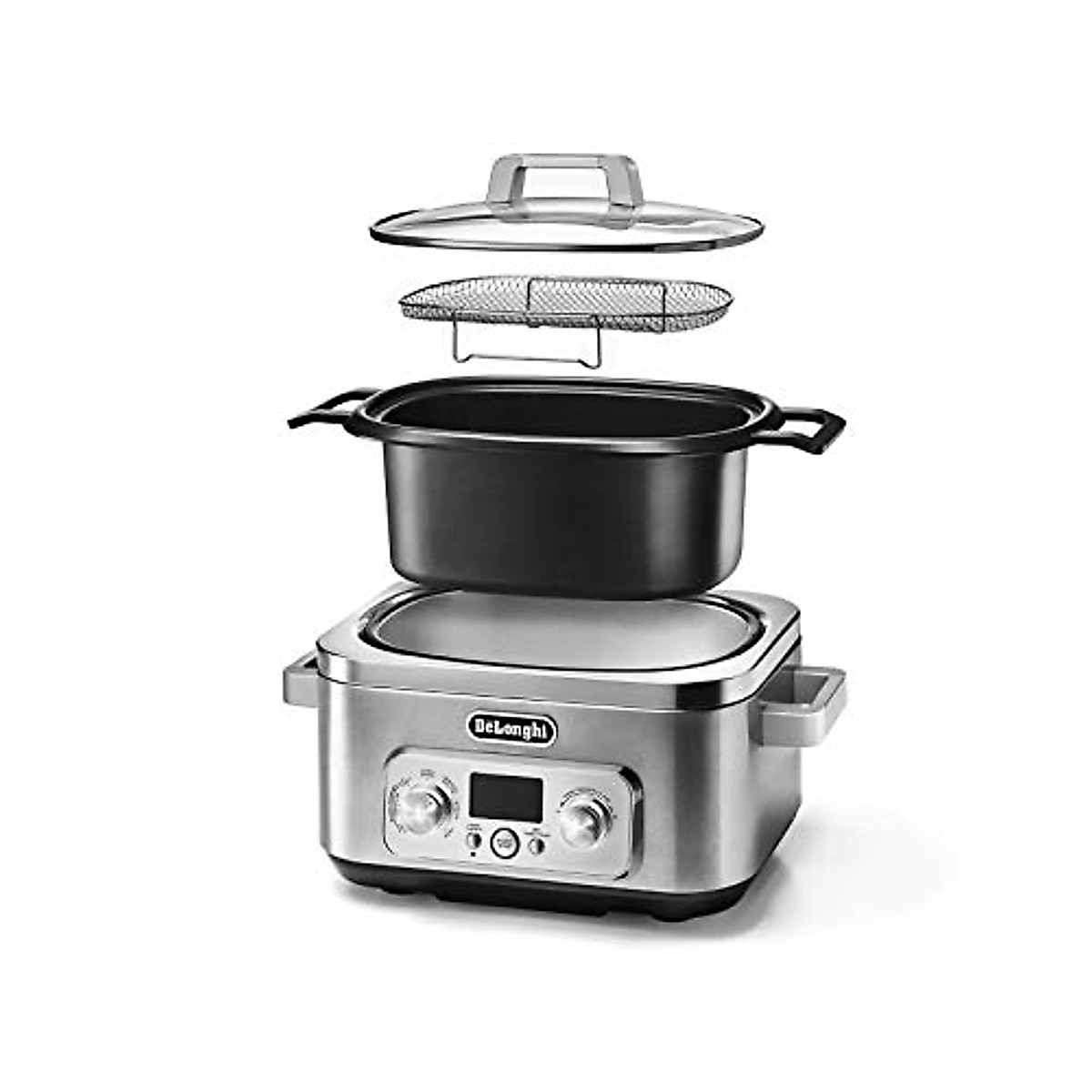 De'Longhi Livenza 7-in-1 Multi-Cooker Programmable SlowCooker, Bake, Brown, Saute, Rice, Steamer & Warmer, Easy to Use and Clean, Nonstick Dishwasher Safe Pot, (6-Quart), Stainless Steel