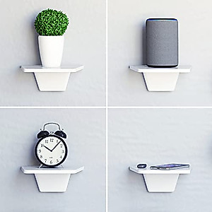 Fytz Design White Small Floating Shelf Set of 2 - Small Shelf for Wall with No Drill Shelf Option [ Adhesive Shelf ]