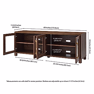 Henn&Hart Rectangular TV Stand for TV's up to 80" in Walnut, Electric Fireplace TV Stands for the Living Room