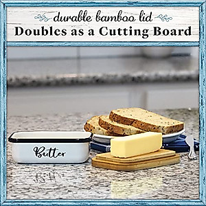Home Acre Designs Butter Dish with Lid for Countertop - Unbreakable Metal Container & Covered Mess-Free Butter Keeper - Large Vintage Farmhouse Style Dishes