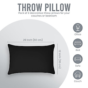 Utopia Bedding Throw Pillows Insert (Pack of 2, Black) - 12 x 20 Inches Bed and Couch Pillows - Indoor Decorative Pillow