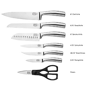 Chicago Cutlery Malden 16 Piece Stainless Steel Kitchen Knife Block Set, Stainless Steel Blade that Resist Rust, Stains, and Pitting