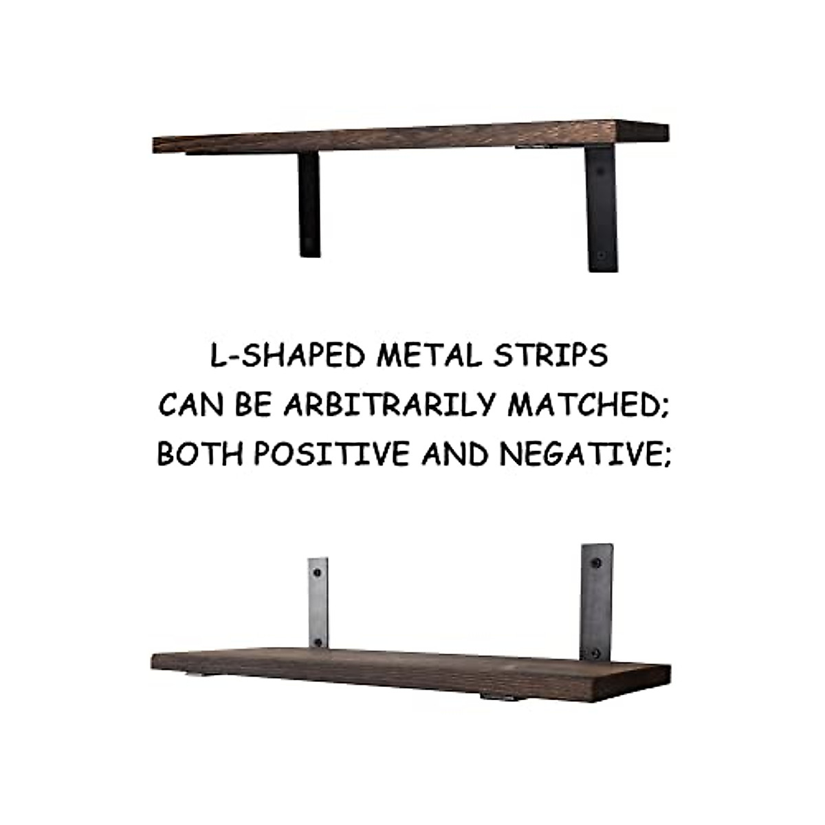 Molaxhome Wood Floating Shelves Set of 2,Wall Mounted Shelf for Bedroom,Farmhouse,Living Room,Bathroom,Kitchen,Office and More DC1A612 (Brown, W6xL16.5)