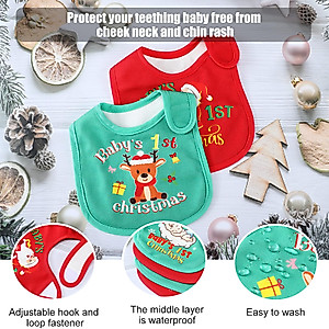Eurzom Christmas Baby Bib Babies First Christmas Baby Gifts Xmas Newborn Bibs for Baby Girl Boy with Adjustable Closure Baby Drooling Bibs Waterproof for Toddler Infant Unisex, 4 Styles