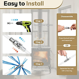 Bluesea 27 Feet Chimney Sweep Kit Pro Version, Chimney Cleaning Kit with Aluminum Chimney Brush and Ergonomic Connection System, Rich Accessories for Fireplace Flue Home Use, 8 Rods