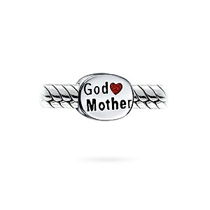 Love Red Heart Oval Two Sided Words I Love God Mother Charm Bead For Women .925 Sterling Silver Fits European Bracelet