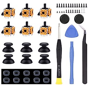Ikpek 6 Pack Analog 3D Joysticks Repair Kit for DualSense PS5 Controller, Joysticks Replacement Part with Repair Screwdriver Kit for Playstation 5 Controller
