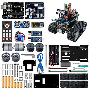 LAFVIN Programming Tank Smart Robot Car kit Support Mixly Blocks Coding/App Control Compatible with Arduino IDE