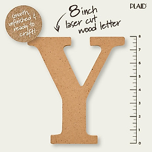 Plaid Wood Unfinished Letter, 8" Wooden Surface Perfect for DIY Arts and Crafts Projects, 63604, 8 inch