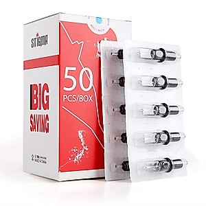 STIGMA #12(5RL) Standard Disposable Tattoo Needle Cartridges with Membrane Safety Cartridges for Tattoo Artists Round Liner 50Pcs Super Value Pack EN05-50-1205RL
