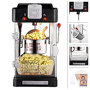 Pop Pup Countertop Popcorn Machine – 2.5oz Kettle with Measuring Spoon, Scoop, and 25 Serving Bags by Great Northern Popcorn (Black) (83-DT6121)
