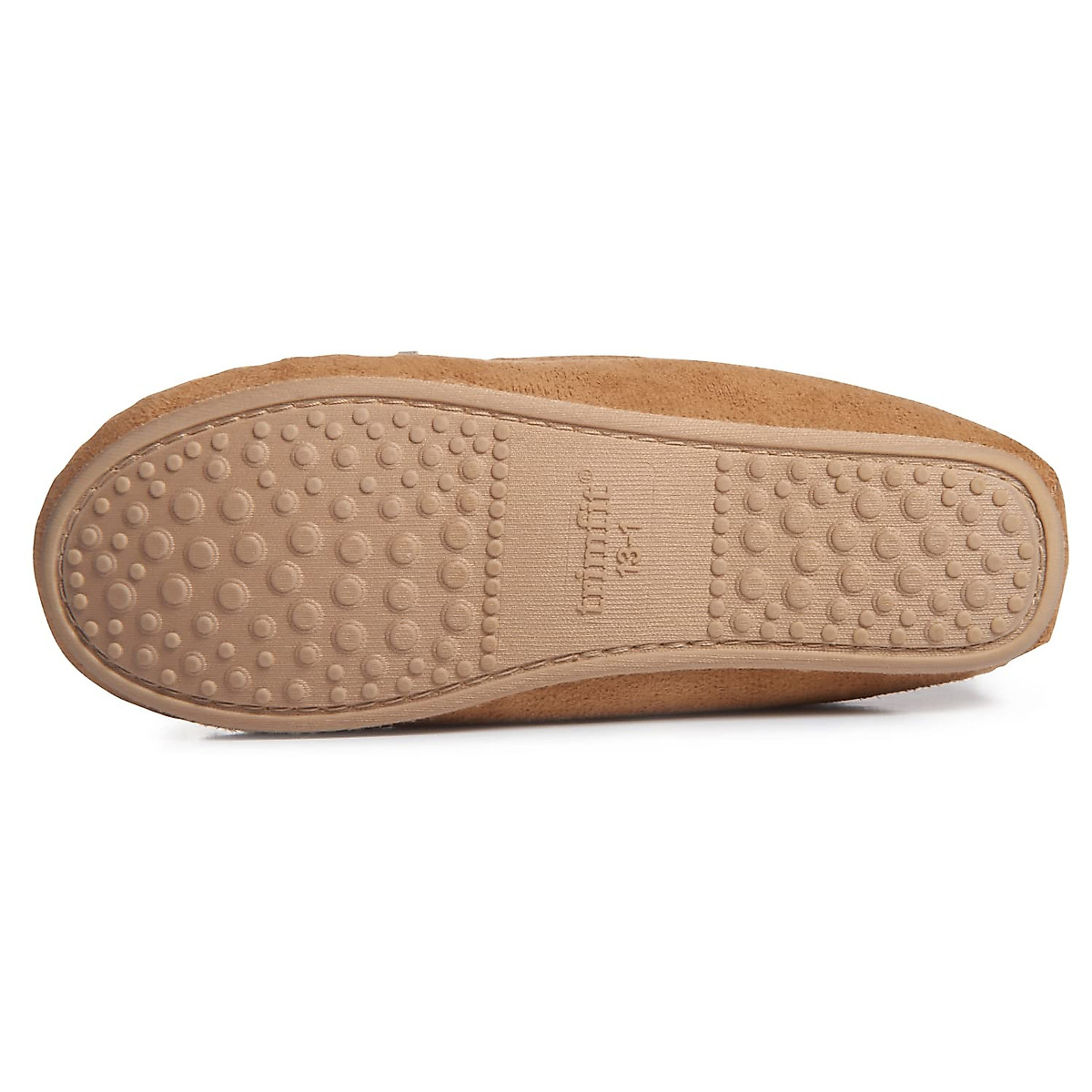 Lucky Brand Girls Plush Glitter Bow Moccasin Slippers, Rubber Sole Indoor Outdoor House Shoes, Kids Bedroom Slipper Moccasins, Tan, Size 2-3