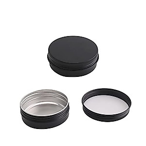 Othmro 6pcs 2oz Metal Round Tins Aluminum Tin Cans Containers with Screw Lid, 68 * 25mm(DxH) Black tin cans for Salve, Spices, Lip Balm, Tea or Candies 60ml