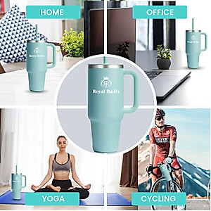 Royal Radix 40oz Insulated Tumbler with Handle & Straw, Stainless Steel Travel Mug, Leak-Proof, Hot & Cold Beverage Cup, BPA-Free, Dishwasher Safe, for Coffee & Water