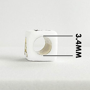 200 Letter C White Acrylic Beads with Gold Letters 6mm with 3.4mm Hole - Letter C Only