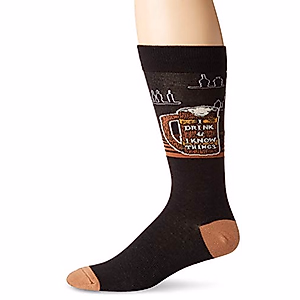 K. Bell Men's Funny Jokes and Wordplay Novelty Crew Socks, I Know Things (Black), Shoe Size: 6-12
