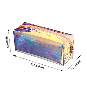 Boao 4 Pieces Holographic Makeup Bag Iridescent Cosmetic Bag Bride Bridesmaid Waterproof Toiletries Bag for Wedding Bachelorette Beach Party