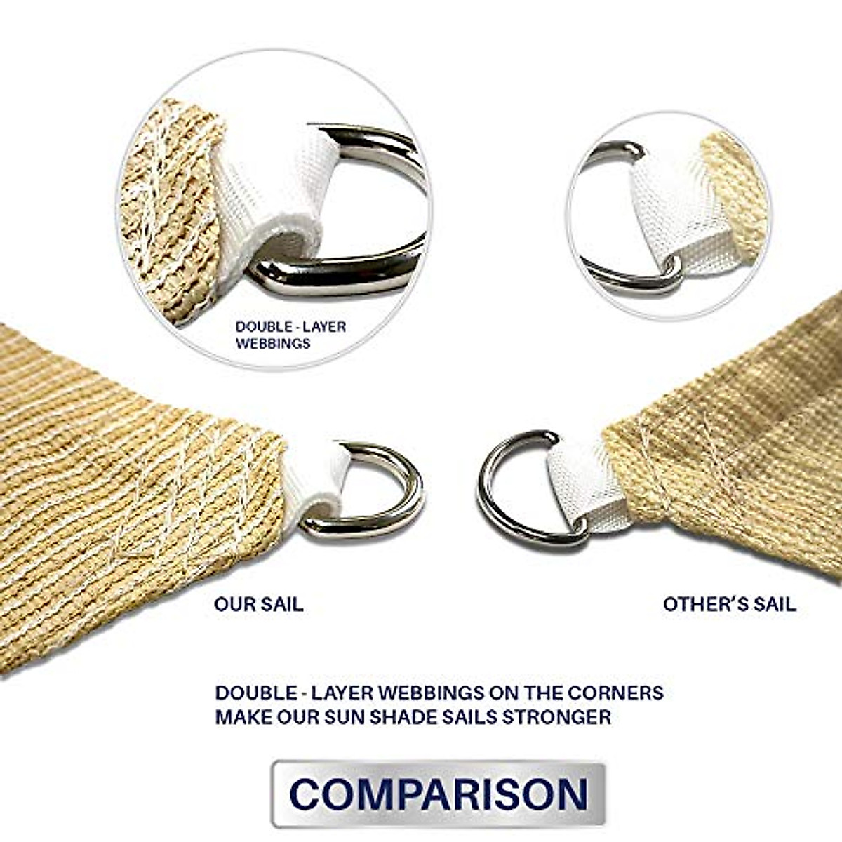 BELLE DURA 12'X16' Rectangle Sand Sun Patio Shade Sail Canopy Use for Patio Backyard Lawn Garden Outdoor Awning Shade Cover-185 GSM-Block 98% of UV Radiation-5Years Warranty