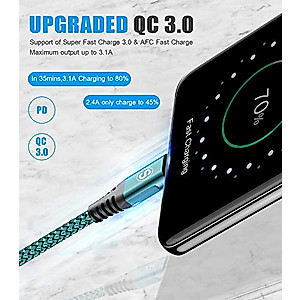sweguard USB C Cable 3.1A Fast Charging [2-Pack,3.3ft+3.3ft], USB-A to USB-C Charger Nylon Braided Cord for Samsung Galaxy S22 S21 S20 S10 S9 S8 Plus/FE Note 20 10 9 8, A71 A51 A32,LG,Moto,PS5-Green