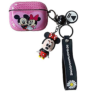 Cute Airpod pro Case, Airpod pro Personalise Custom, Airpod pro Case Cover with Keychain/Lanyard Protective Hard Case Skin Portable Shockproof Cover for Women Girls Wireless Airpod pro Case (Minnie)