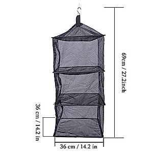 Drying Net Rack, Outdoor Foldable 4 Layers Hanging Shelves Dry Rack Net Zipper Opening Mesh Netting Food Dehydrator
