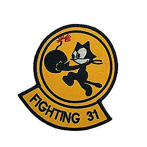 Navy Fighting 31 Squadron Felix The Cat Bomb Military Hook Loop Tactics Morale Embroidered Patch